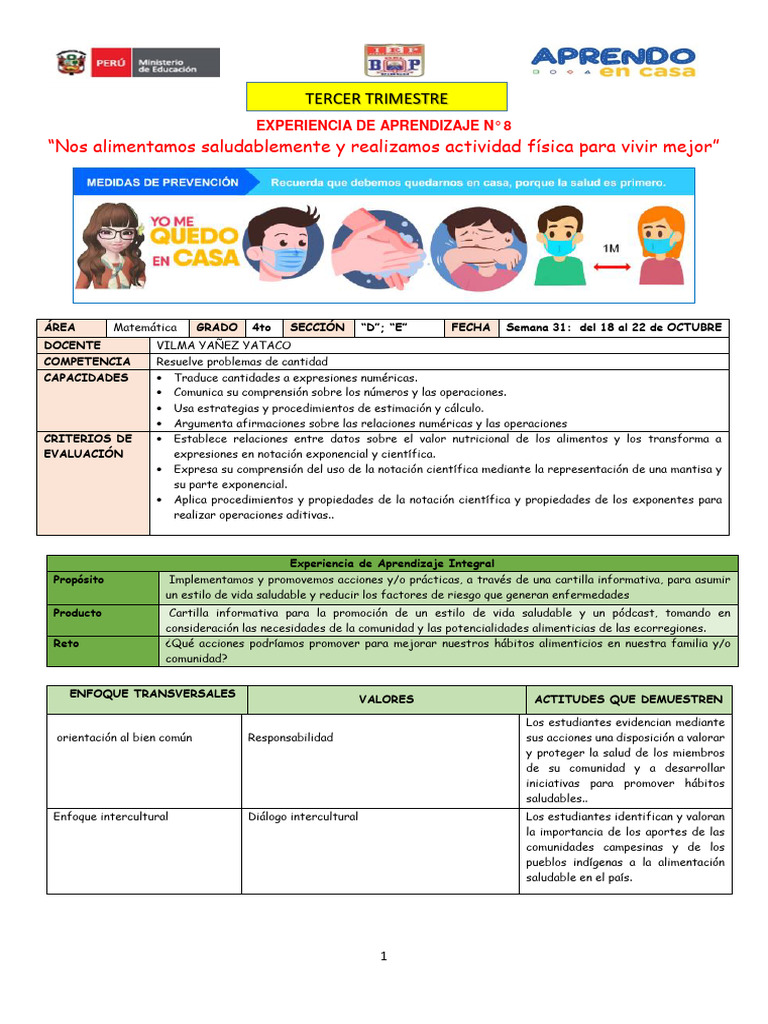 4to - EDA #8 - SEMANA 31 - Actividad 8 - VILMA | PDF | Etiqueta de ...