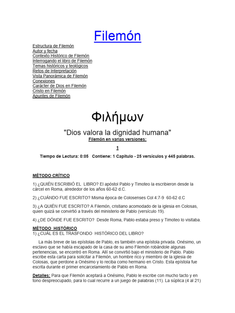 Filemon | PDF | Epístola a Filemón | Pablo el apóstol