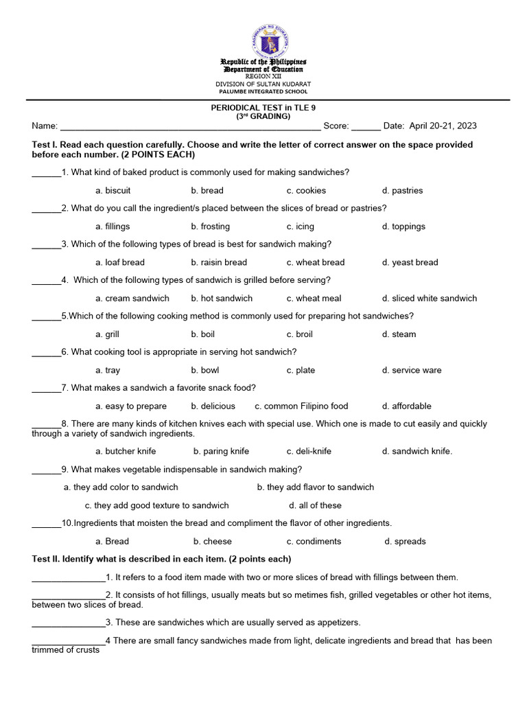 Grade 9 3rd Grading 2023 Tle | PDF