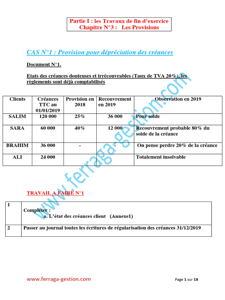 Provision Les Exercices Corrigé | PDF