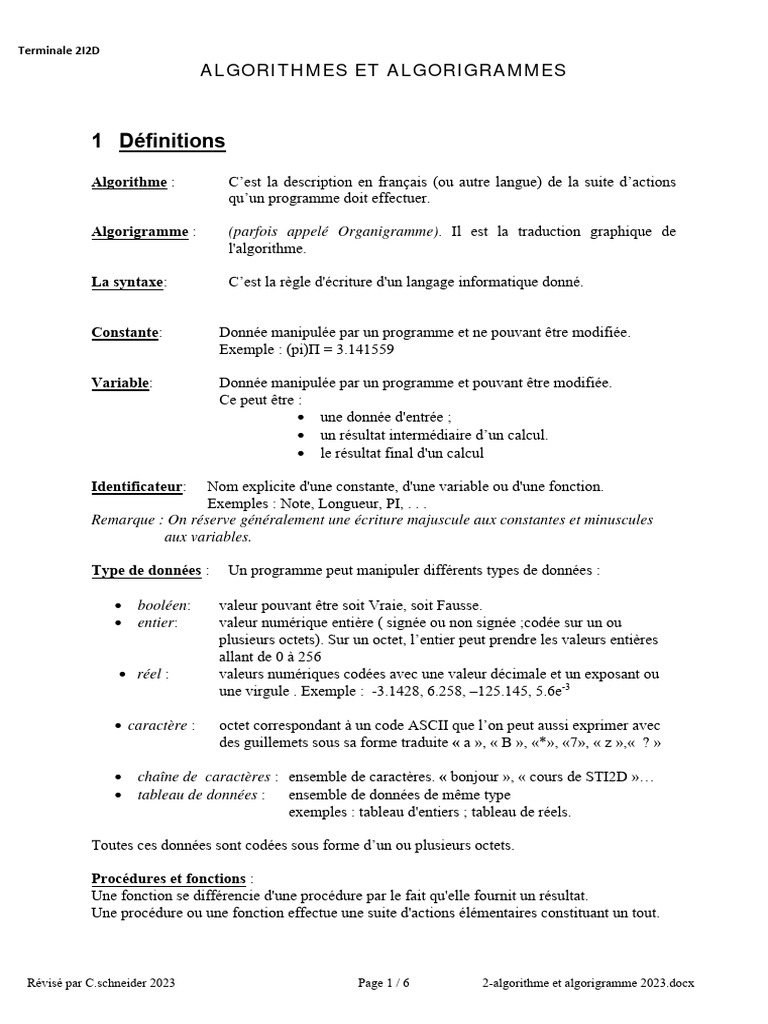 2-Algorithme Et Algorigramme 2023 | PDF | Ordinateurs