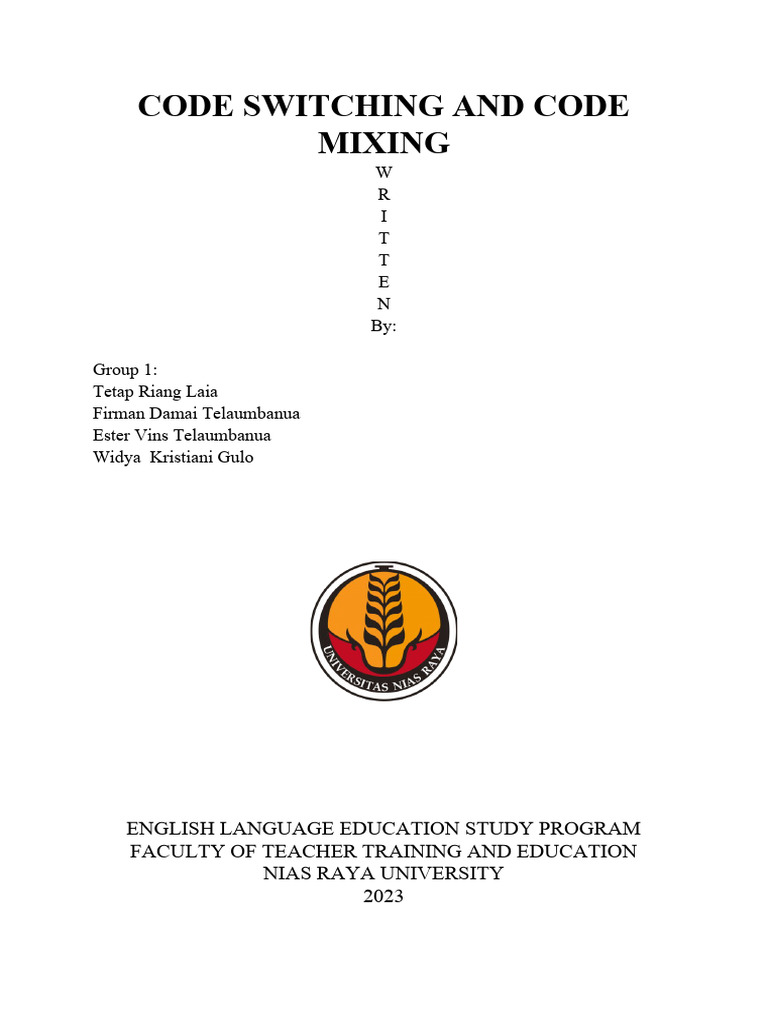 Code Switching and Code Mixing Group 1 | PDF | Multilingualism ...