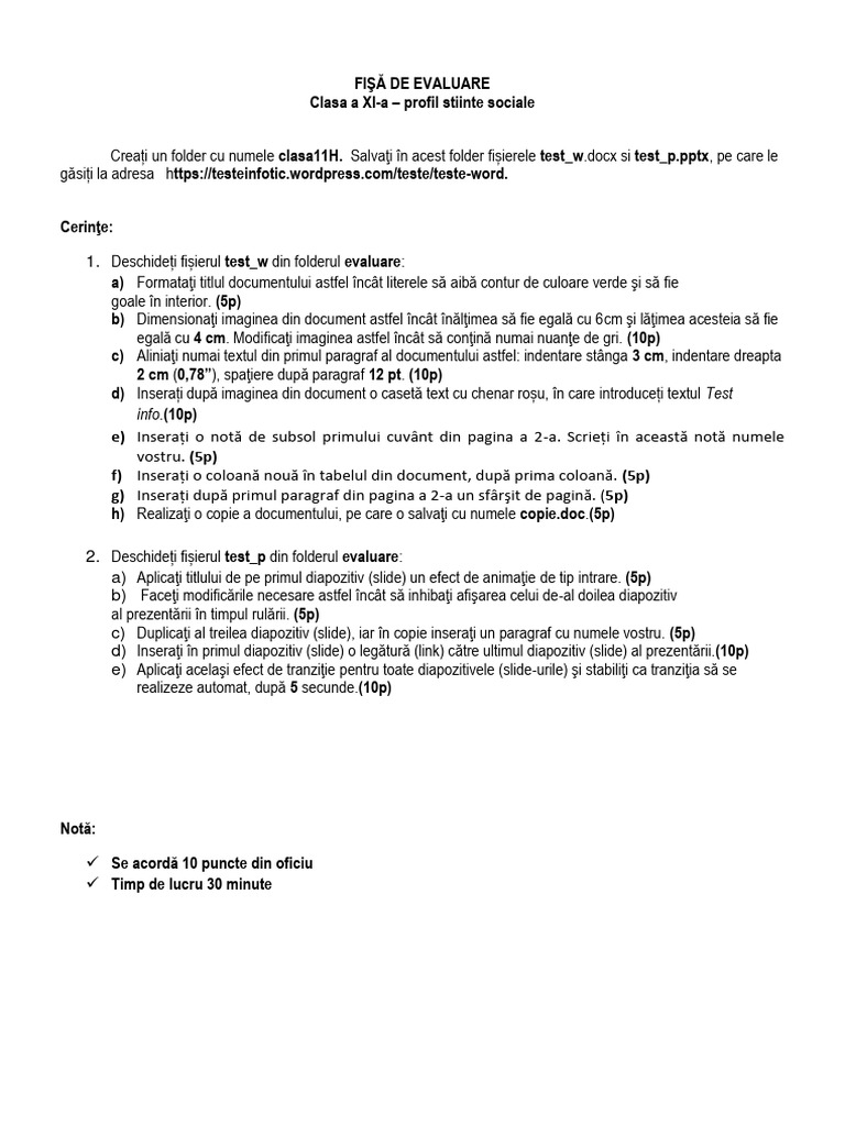 Test Tic Clasa 11 Stiinte Sociale Practic | PDF