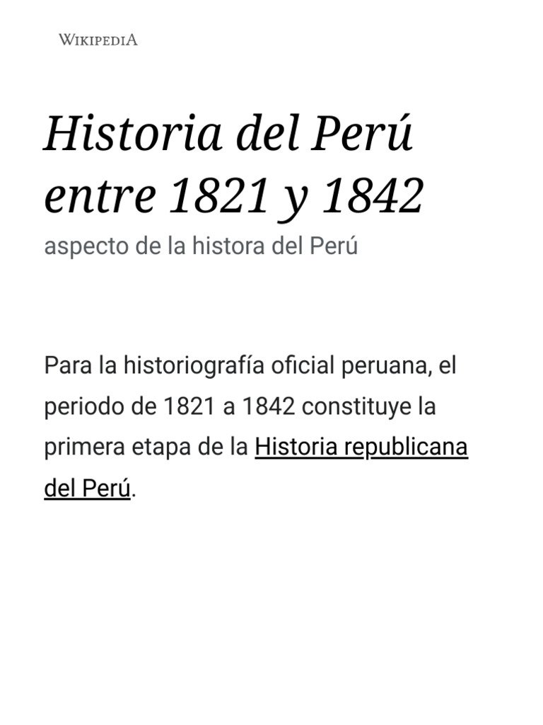 Historia Del Perú Entre 1821 y 1842 - Wikipedia, La Enciclopedia Libre ...