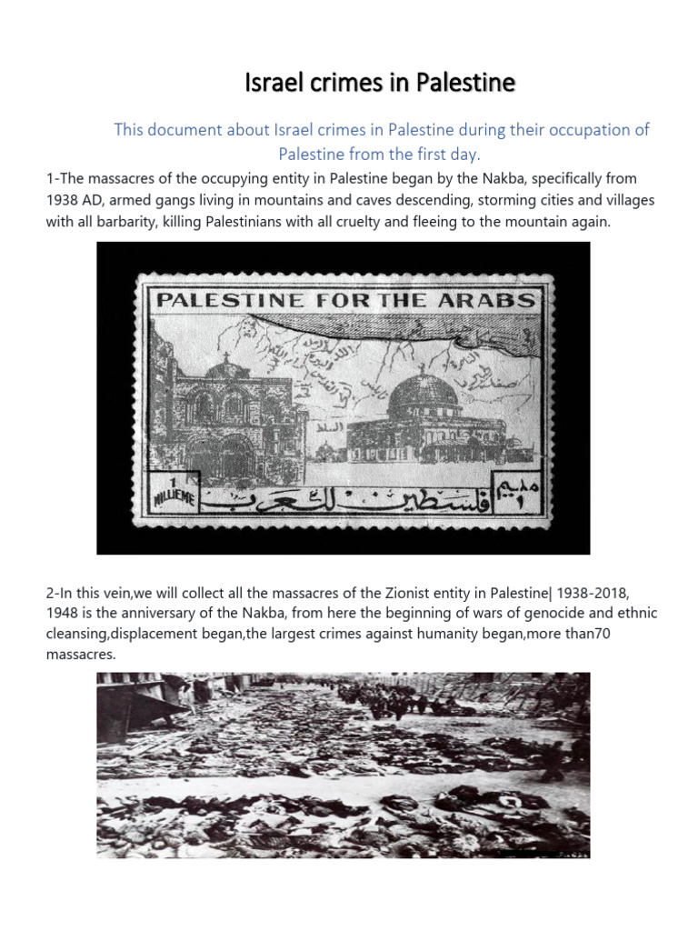 Israel's Historical Crimes in Palestine | PDF