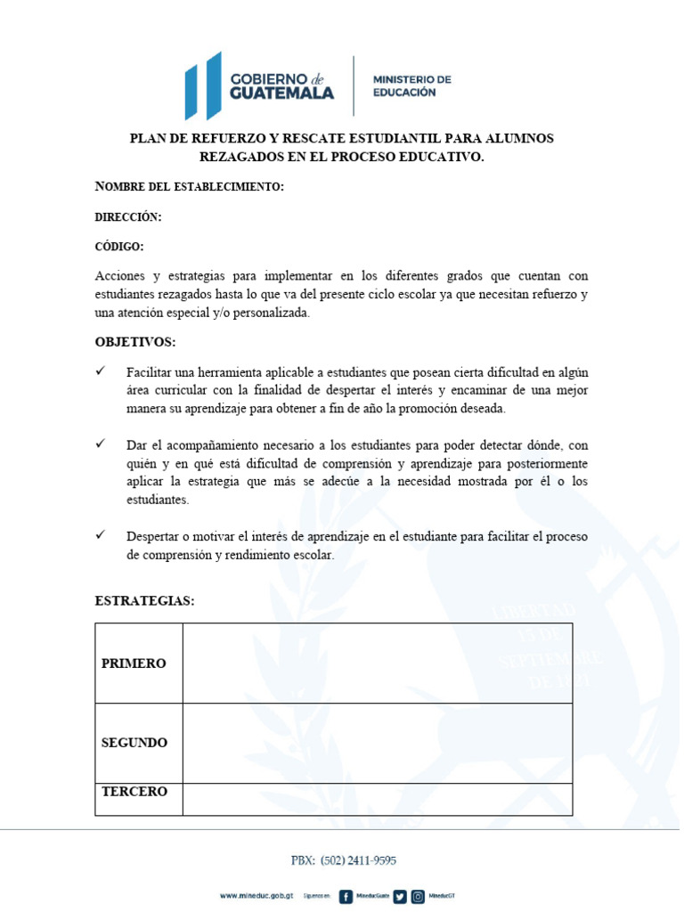 Plan de Refuerzo Educativo para Rezagados | PDF | Crecimiento personal y profesional