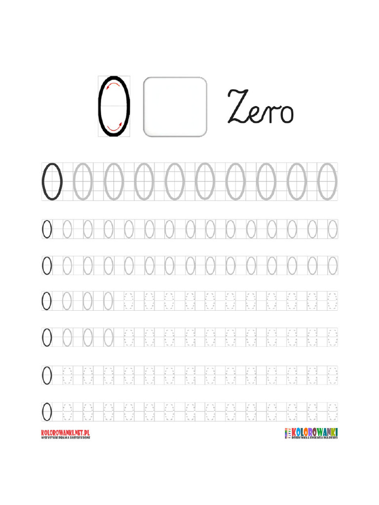 Nauka Pisania Cyferki Zero | PDF