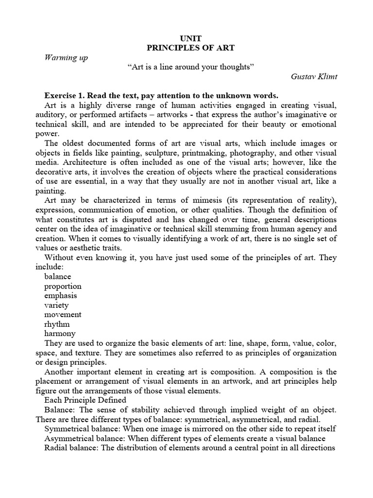 1) Principles of Art | PDF