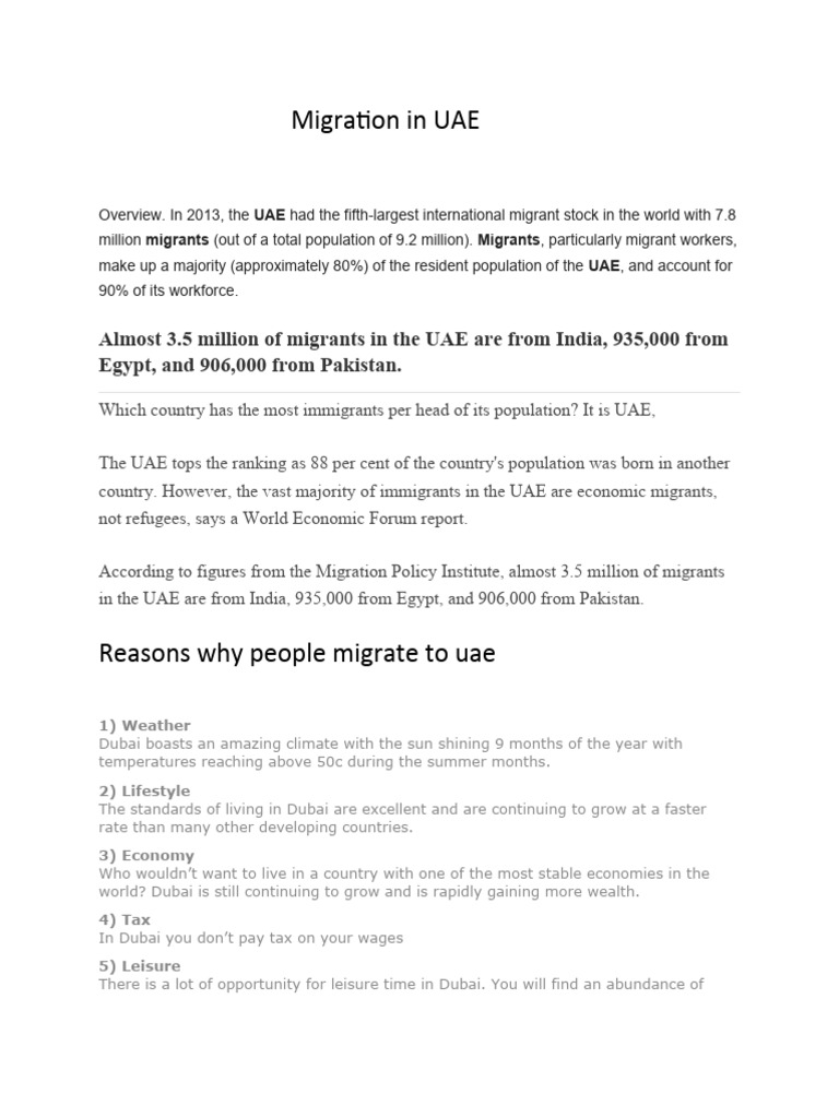 UAE Migration: Impact & Insights | PDF