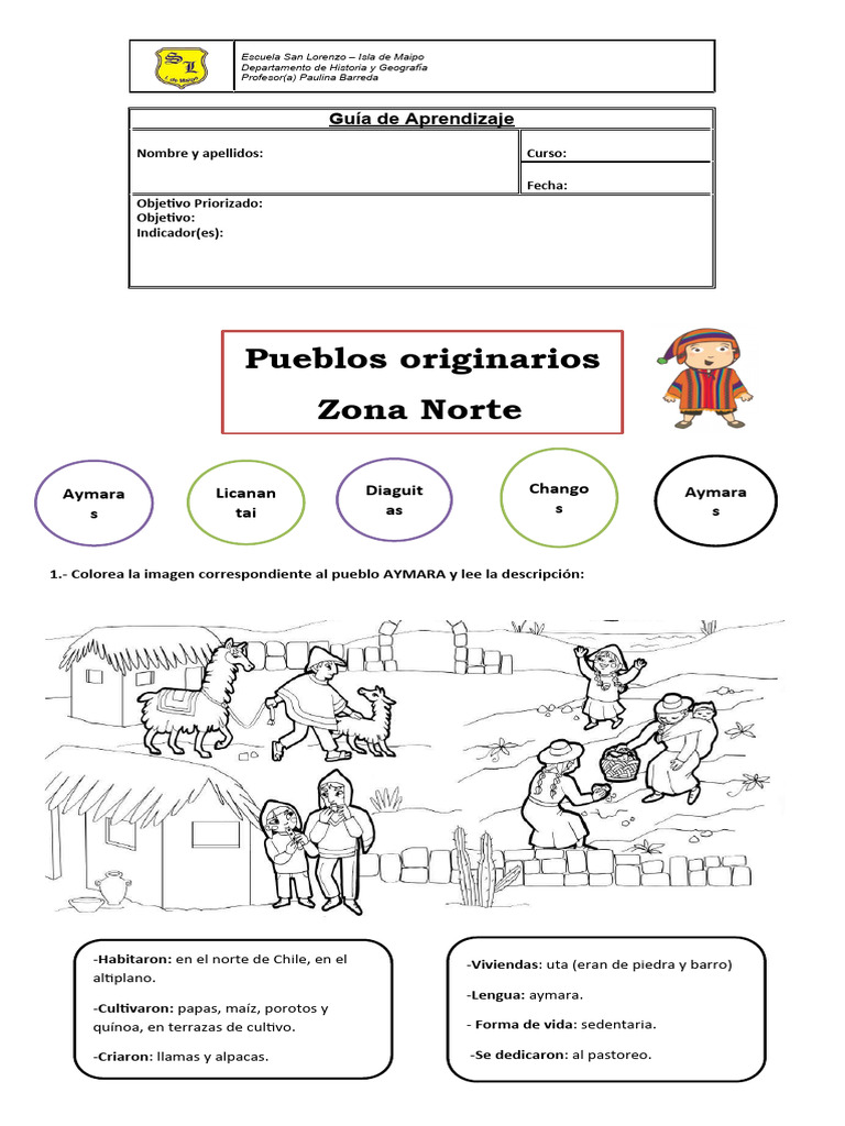 Guía 2 Pueblos Originarios Zona Norte 2° Basico | PDF | Pueblos ...
