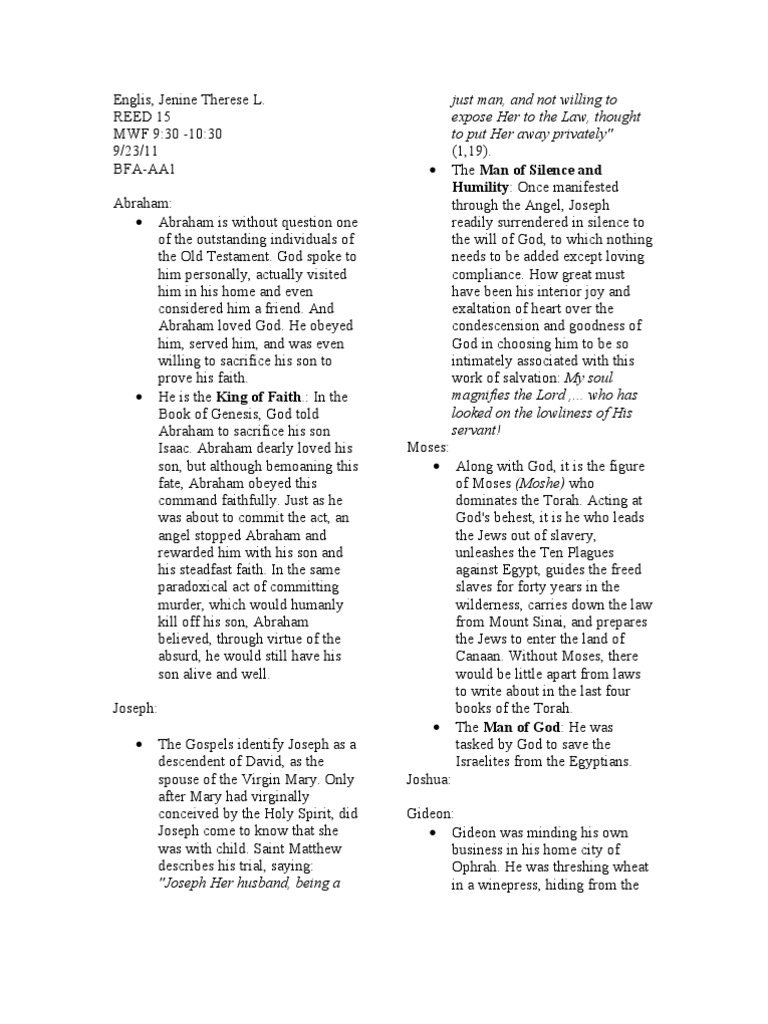 Key Biblical Figures and Their Faith | PDF | Isaiah | Solomons