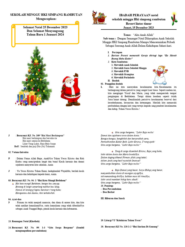 Acara Natal Sekolah Minggu | PDF