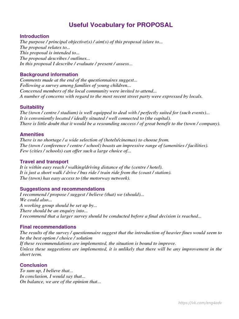 Essential Vocabulary for Proposals | PDF