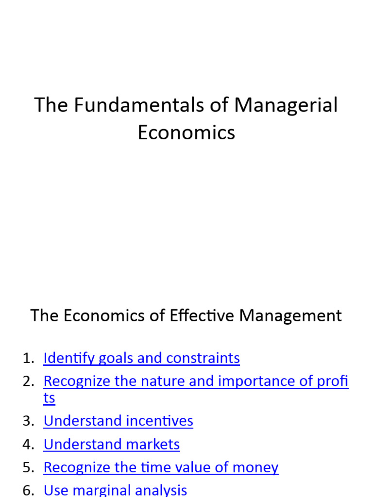 Managerial Economics Basics | PDF | Profit (Economics) | Economics