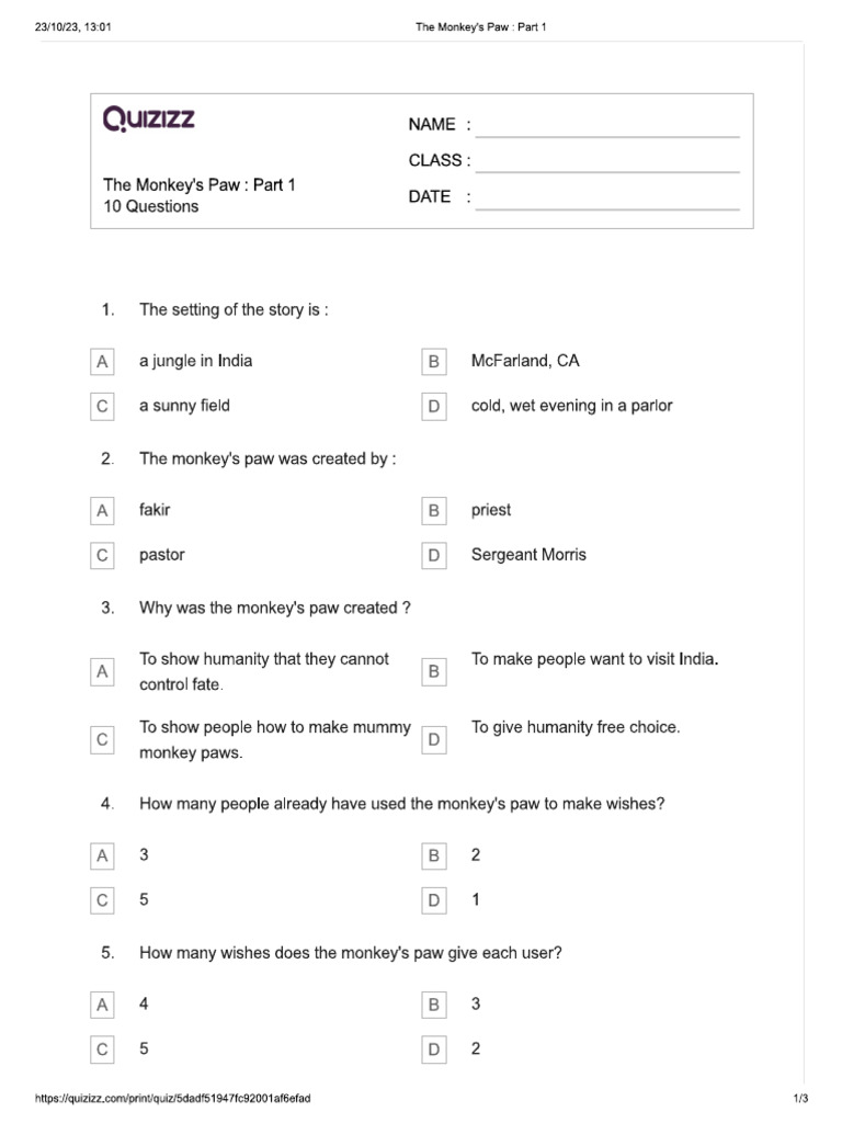 The Monkeys Paw Part One | PDF