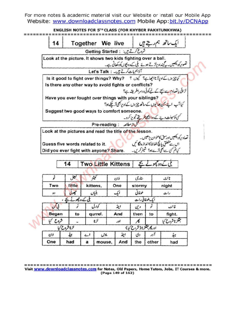 Unit 14 English Notes For 5th Class | PDF