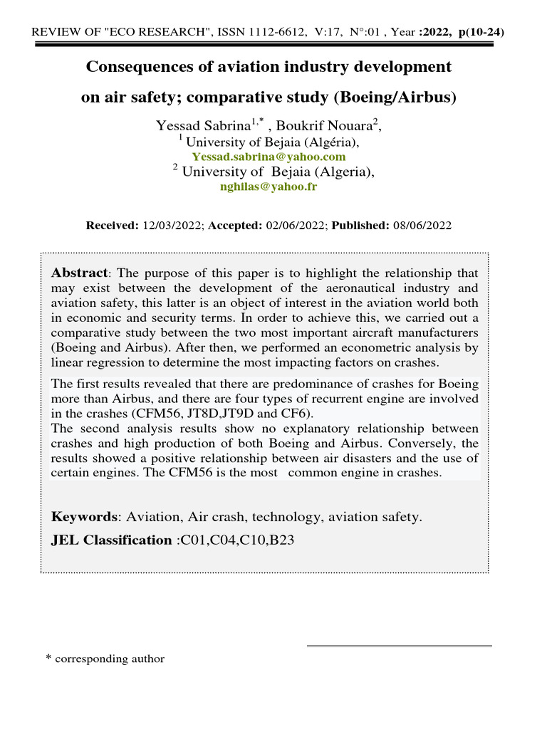 Consequences of Aviation Industry Development On Air Safety Comparative ...