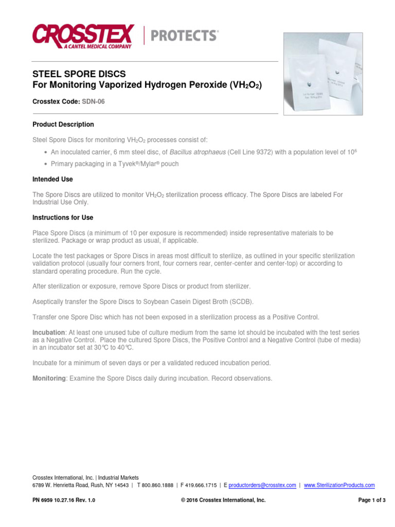 TDS VH202 Steel Spore Discs B - Atrophaeus Cell Line 9372 SDN 06 Rev. 1 ...
