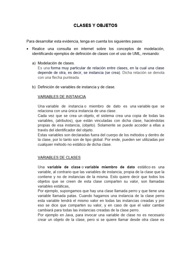 Clases y Objetos | PDF | Objeto (informática) | Lenguaje de modelado unificado
