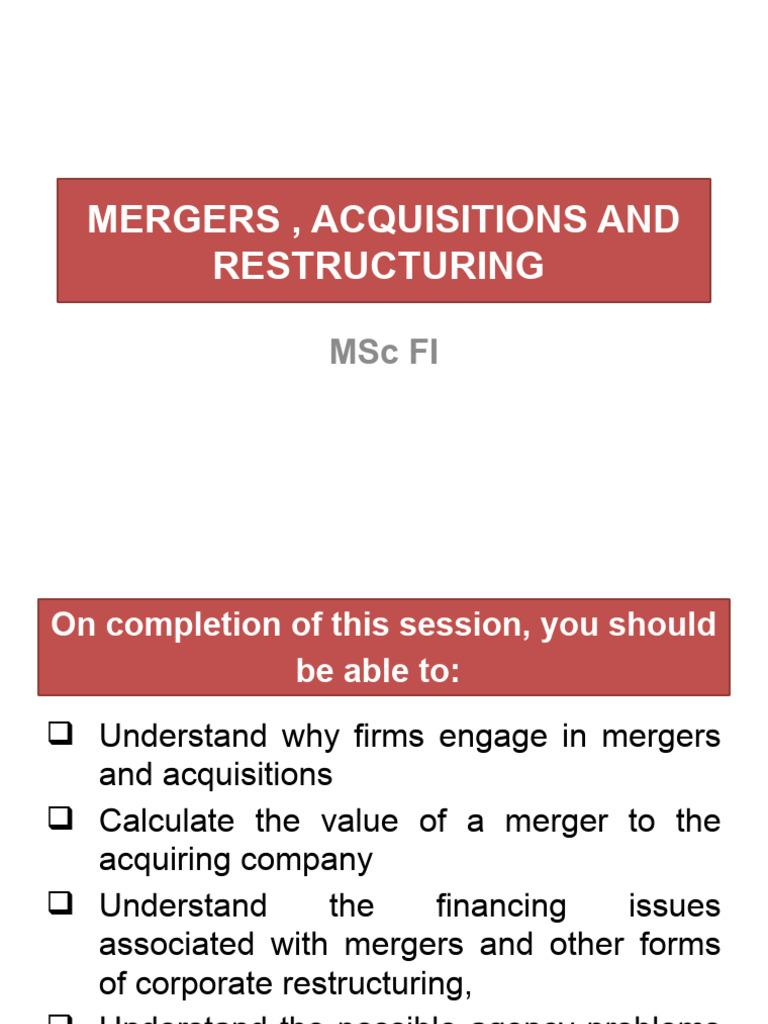 Mergers and Acquisitions | PDF