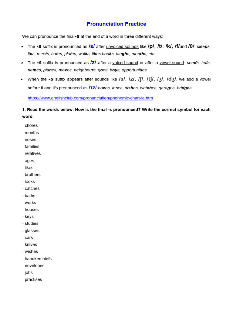 Final S Pronunciation Rules Explained | PDF | Language Arts & Discipline