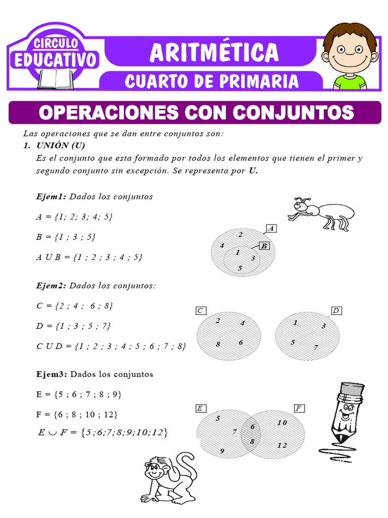 Operaciones con Conjuntos para Quinto Grado | PDF