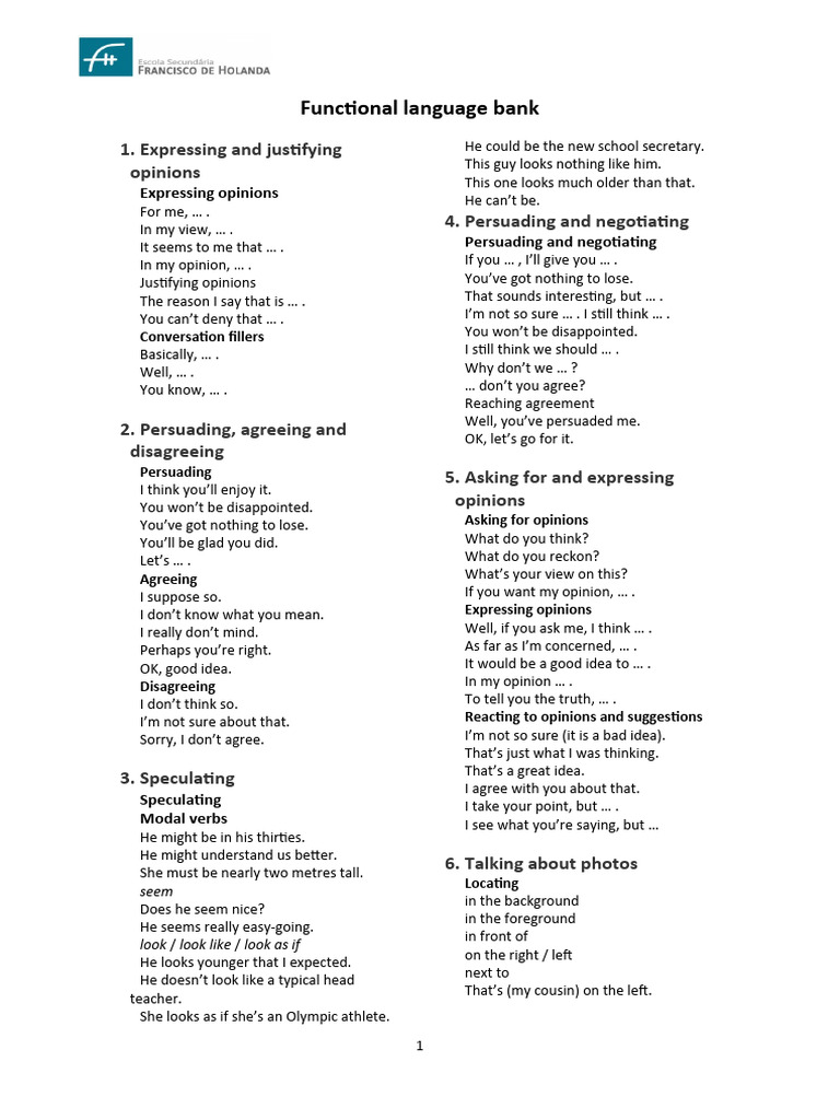 Functional Language Bank | PDF | Self-Improvement