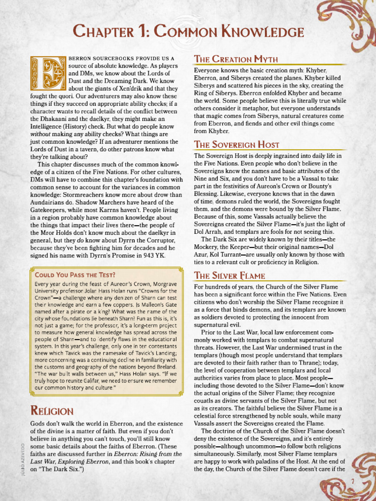 Eberron Common Knowledge Stuff | PDF