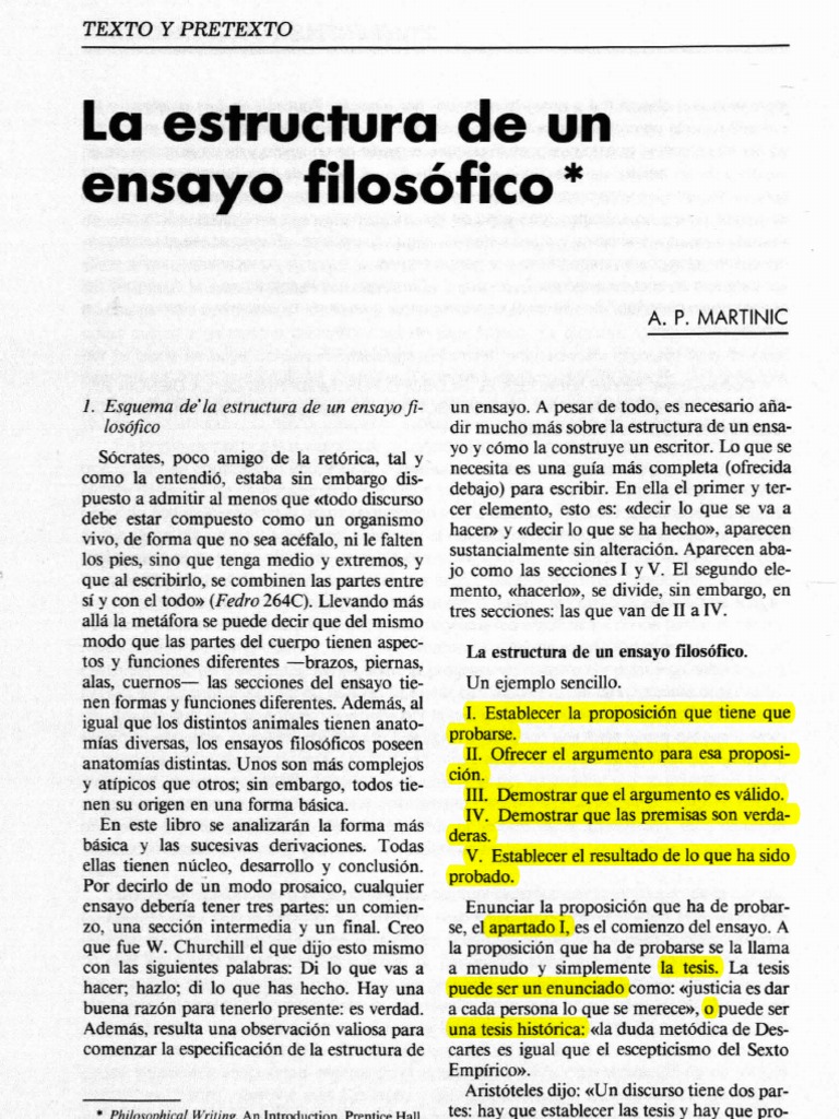 La estructura de un ensayo filosófico | Argumento | Thomas Hobbes