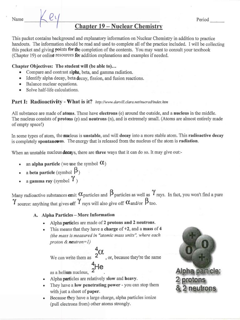Nuclear Chemistry Packet KEY | PDF