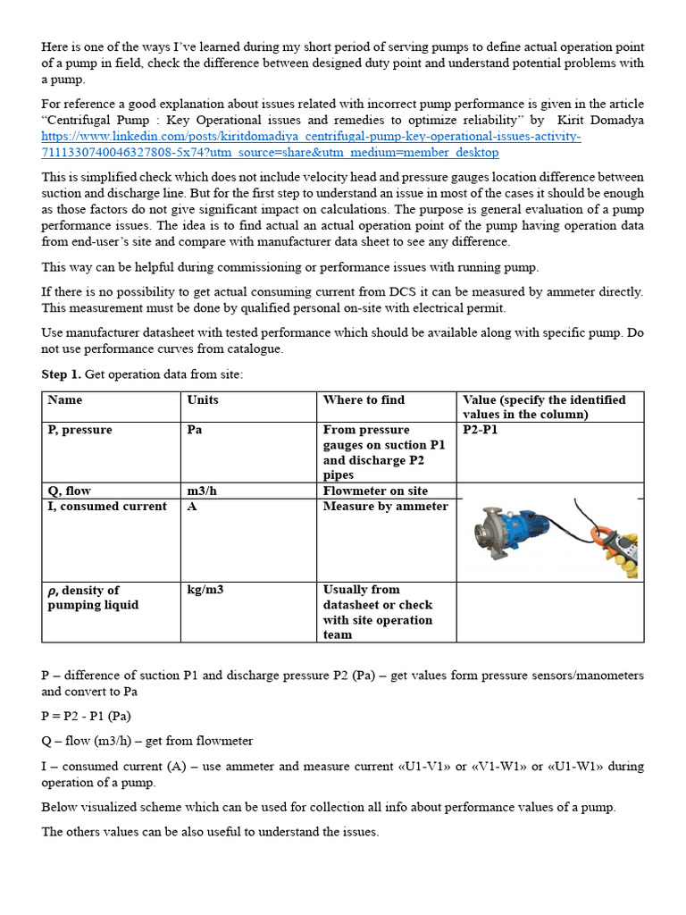 Check Pump Performance in Field | PDF | Pump | Pressure