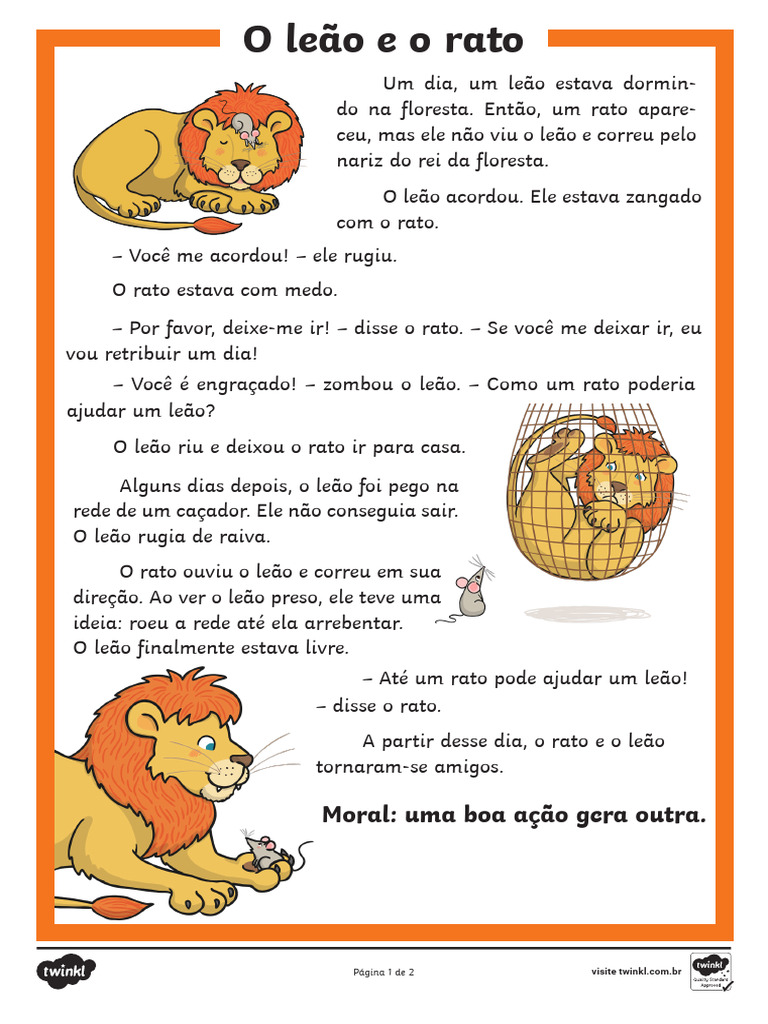 A Fábula do Leão e do Rato | PDF | Leão