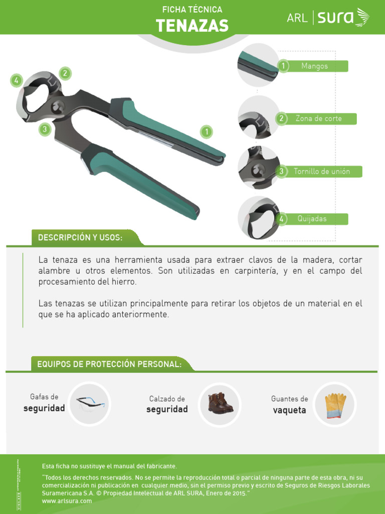 Uso Seguro de Tenazas: Guía y Prevención | PDF | Tornillo | Herramientas
