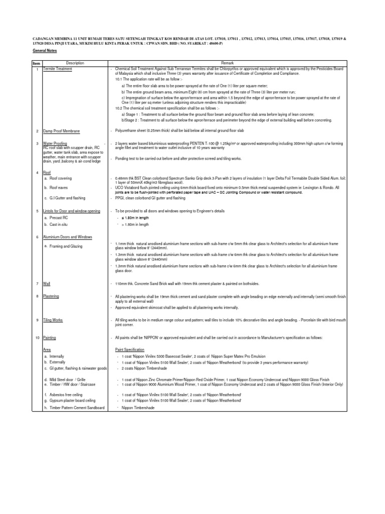 BQ - General Notes | Download Free PDF | Roof | Plaster