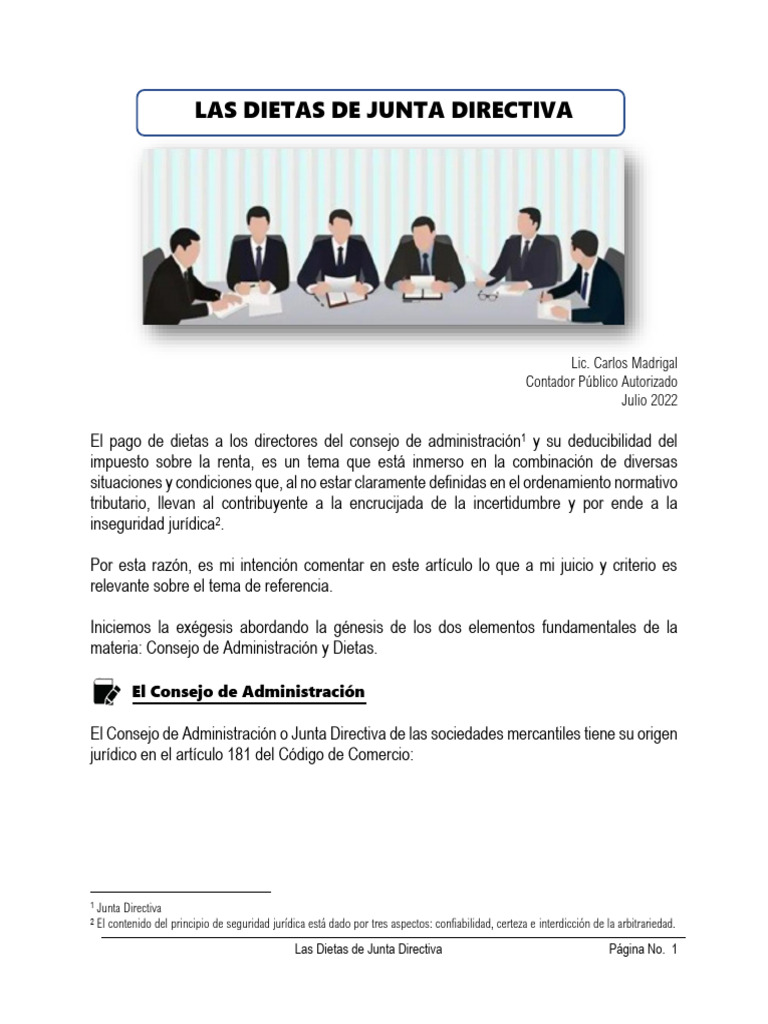 Las Dietas de Junta Directiva | PDF