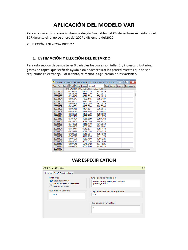 Aplicación Del Modelo Var - Ep3 - Leslie Chozo | PDF | Inflación