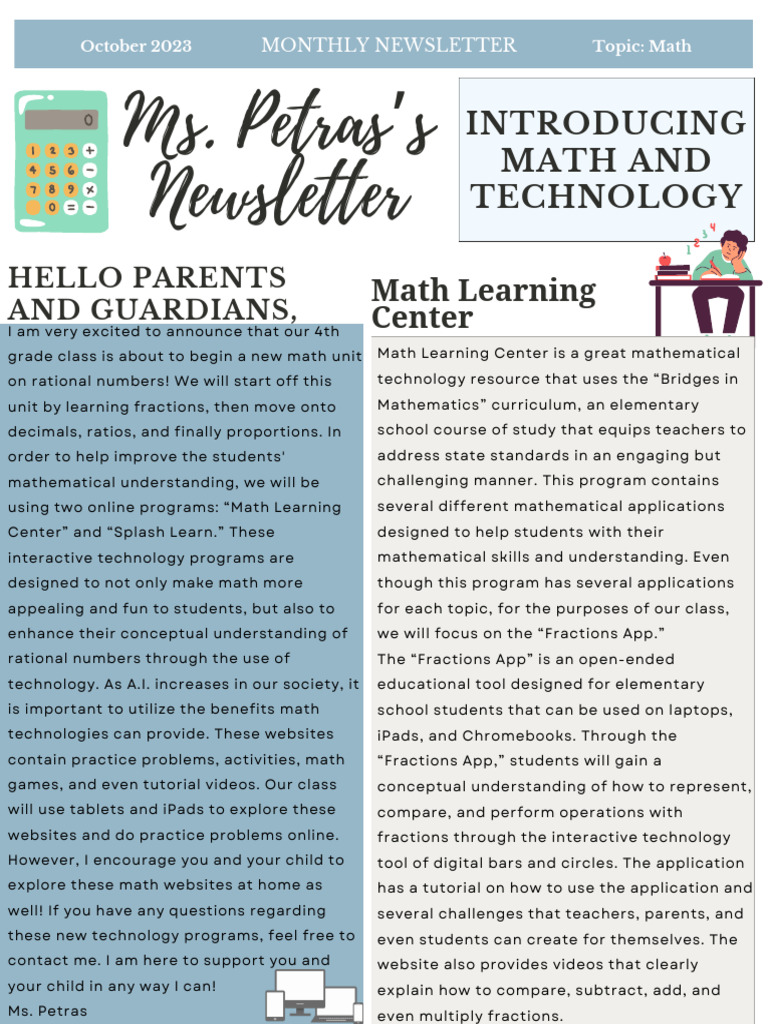 Math Newsletter Final 1 | PDF