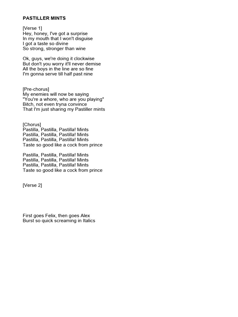 Pastiller Mints Lyrics | PDF