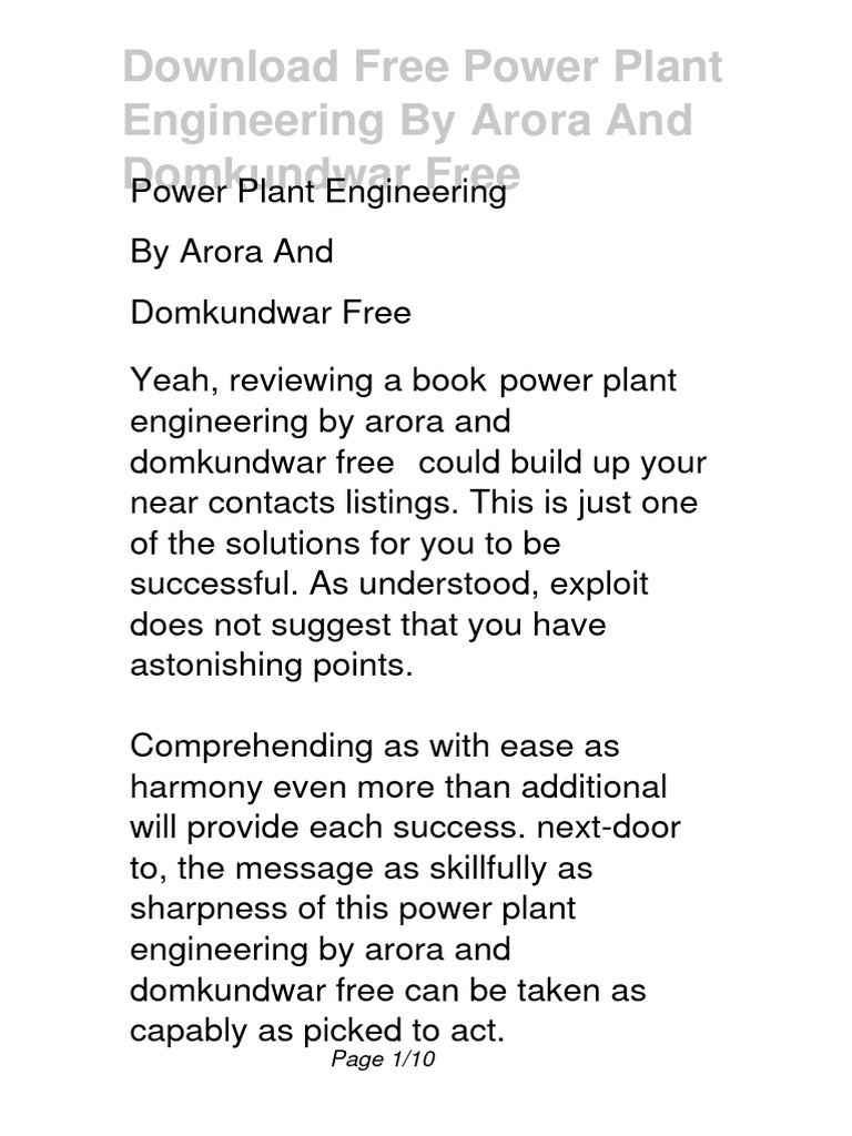 Free Power Plant Engineering by Arora and Domkundwar Free | PDF | Power Station | Energy Conversion
