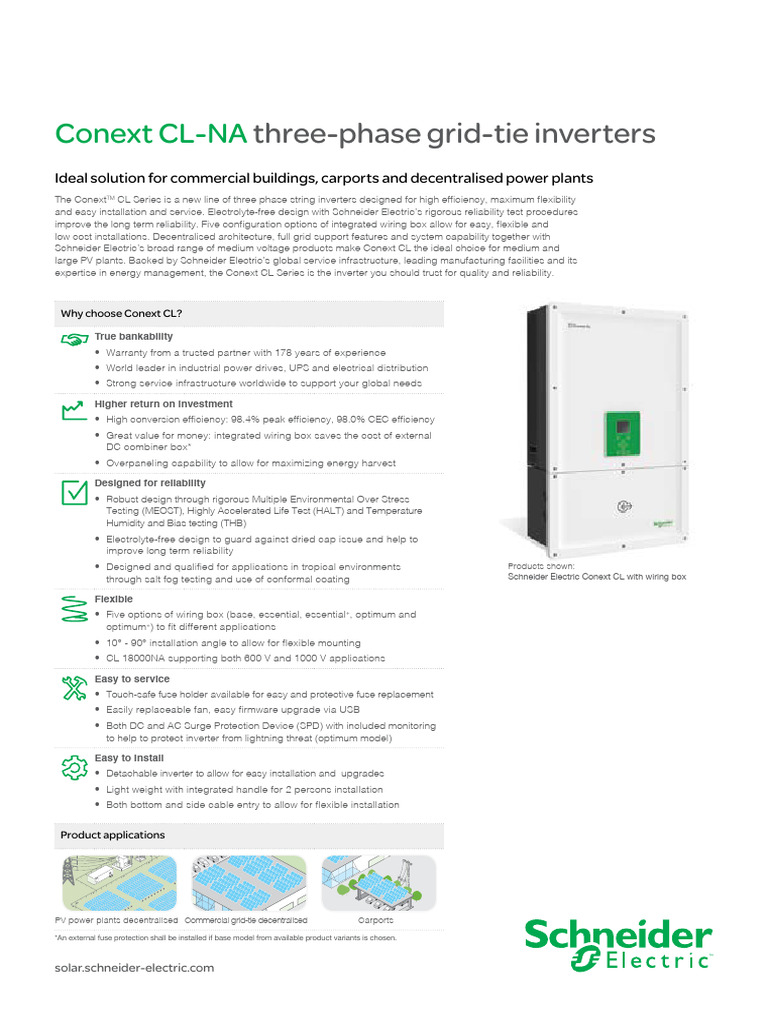 Conext CL Specs | PDF | Fuse (Electrical) | Direct Current