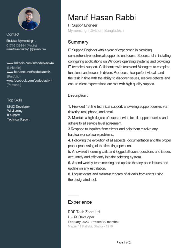 Maruf Hasan Rabbi-Resume | PDF
