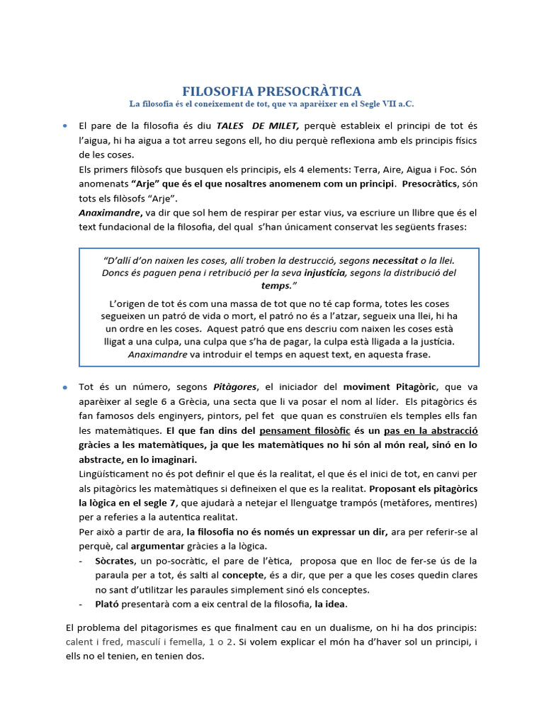 Filosofia Presocràtica | PDF