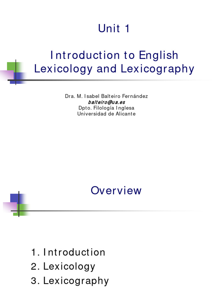1 - Lexicology and Lexicography I - First Class | PDF | Lexicology | Morphology (Linguistics)