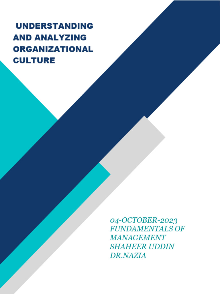 Understanding and Analyzing Organizational Culture | PDF Understanding and Analyzing Organizational Culture | PDF