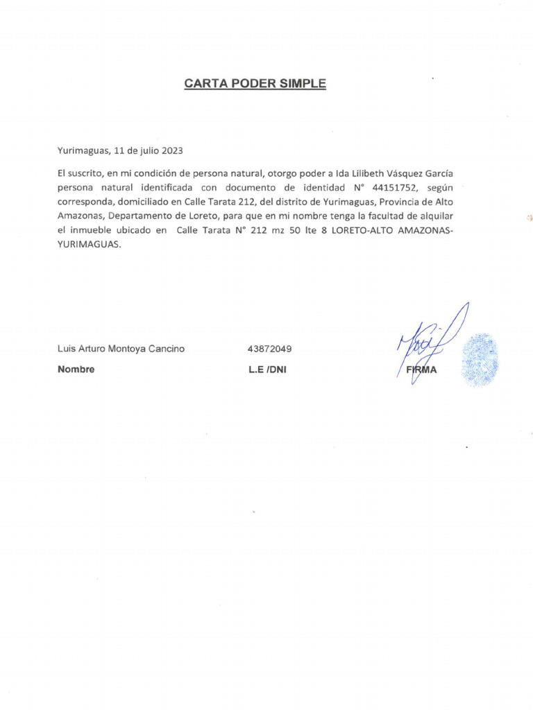 Carta Poder Simple | PDF