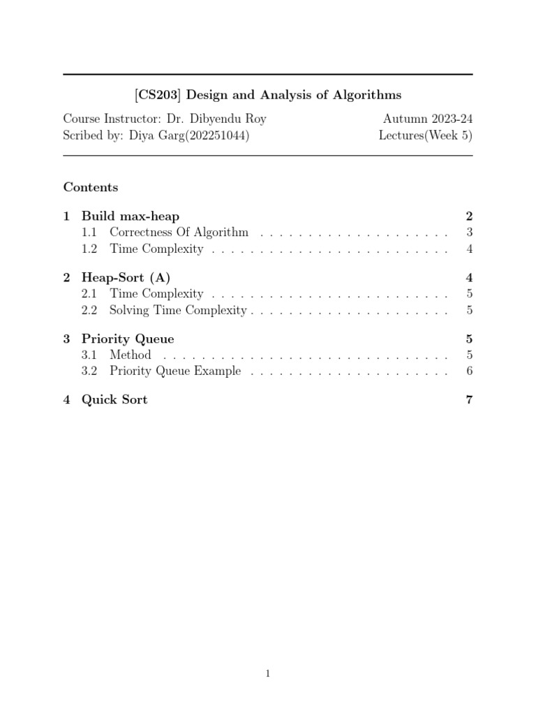 CS203 Week5 | Download Free PDF | Algorithms | Applied Mathematics