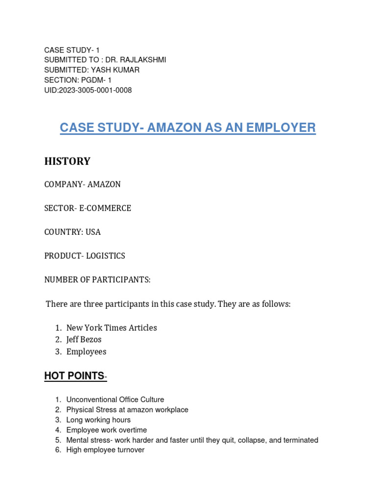 Amazon HRM Case Study | PDF | Employment | Employee Retention