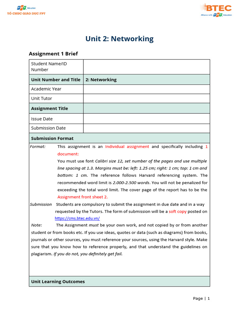 02 - Networking - Assignment 1 Brief | PDF | Computer Network | Internet Protocols
