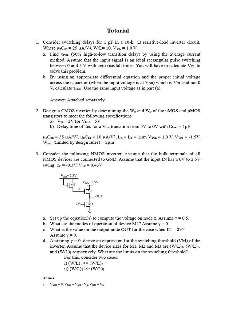 Tutorial 2023 - Ans | Download Free PDF | Mosfet | Semiconductor Devices