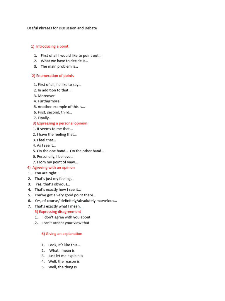 Useful Phrases For Discussion and Debate | PDF